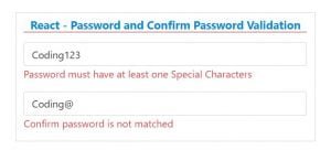 Password and Confirm Password Validation in React Js